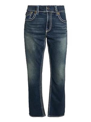 True Religion Ricky Jeans Straight Leg, Medium Wash, Cotton Elastane Blend - Blue