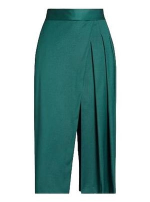 SEMICOUTURE Dark Virgin Wool Blend Wide-leg Cropped Pants - Green