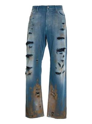 Dolce & Gabbana Distressed Cotton Denim Jeans - Blue