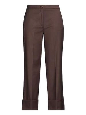 OLTRE Wide-leg Twill Trousers - Brown