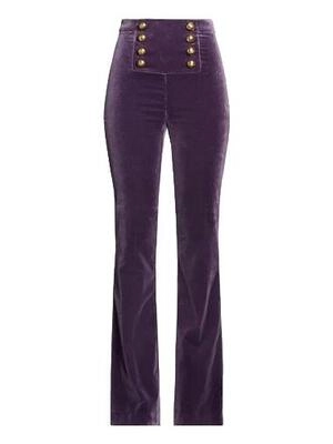Elisabetta Franchi Bootcut Velvet Pants - Purple