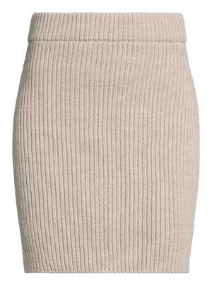 VICOLO Ribbed-knit Pencil Mini Skirt - Sand