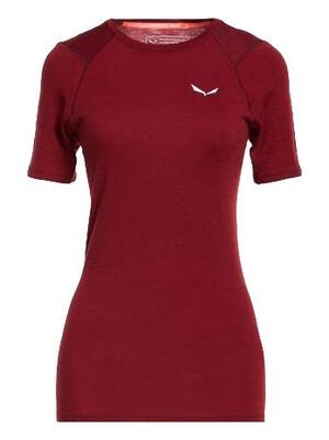 SALEWA Burgundy Merino Wool And Polyamide T-shirt - Red