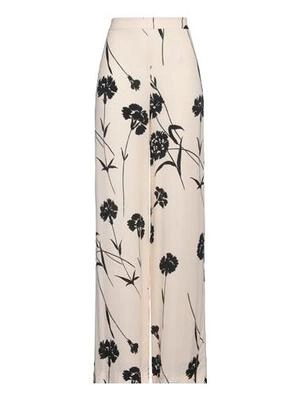 TWINSET Cream Viscose Floral-print Wide-leg Pants - White