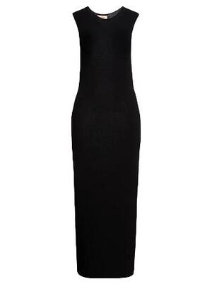 KONTATTO Ribbed-knit Crewneck Maxi Dress - Black
