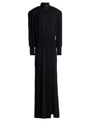 Versace Cotton Elastane Maxi Dress With Buckle Detail - Black