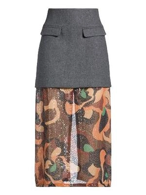Malìparmi Multicolor Sequined Flannel Crepe Midi Skirt - Grey