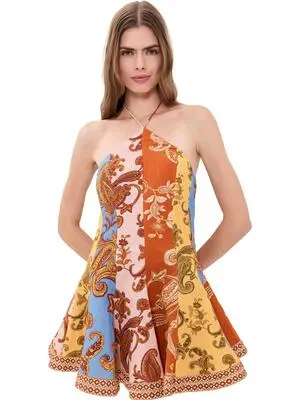 Hemant & Nandita Paisley Print Halterneck Skater Dress - Multi