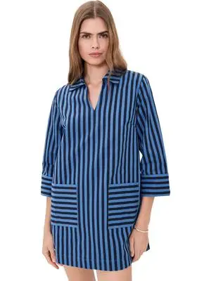 English Factory A-line Kaftan Collar Mini Dress - Navy/blue