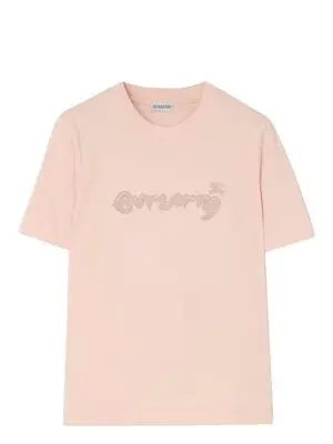 Burberry Embroidered Heart Logo Cotton T-shirt - Compact Pink