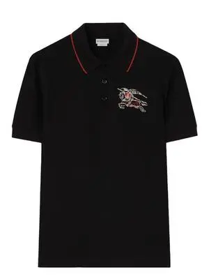 Burberry Heart Knight Cotton Polo Shirt - Black