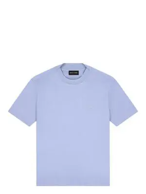 Emporio Armani Logo-embroidered Cotton T-shirt - Light Blue