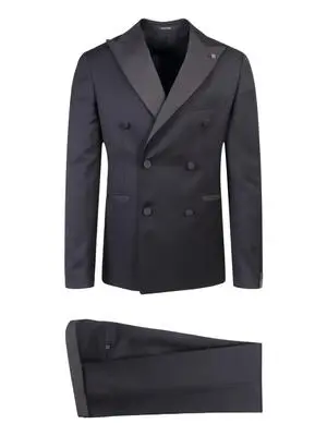 Tagliatore Fitted Double-breasted Suit - Black