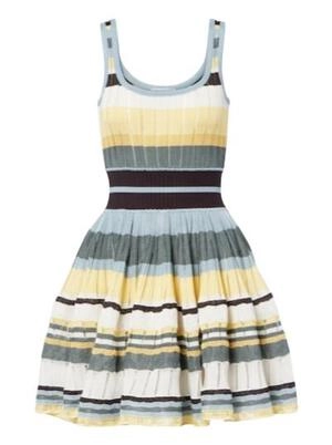Alaïa Knitted Striped Minidress - Gray
