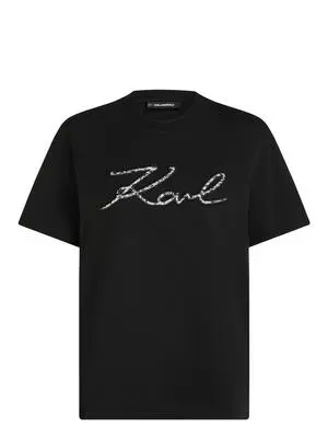 Karl Lagerfeld Signature Bouclé T-shirt - Black