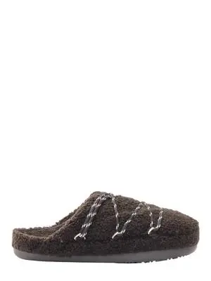 Moon Boot Teddy Slip-on Slippers With Criss-cross Laces - Black