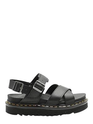 Dr. Martens Round-headed Flat Sandals With Adjustable Fastening - Black
