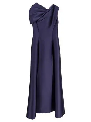 Alberta Ferretti Alberta Ferretti Sleeveless Asymmetrical Neckline Dress With MIKADO Bow Blue