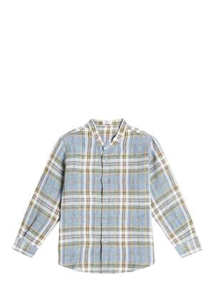 IL GUFO Plaid Linen Button-front Shirt - Gray