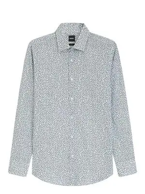Hugo Boss Slim-fit Business Shirt In Stretch Poplin - Green Pattern