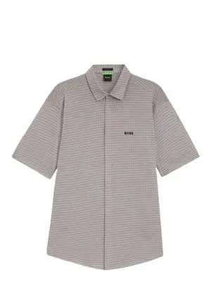 Hugo Boss Regular-fit Cotton Shirt With Performance Features - Gray Pattern