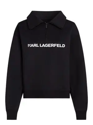 Karl Lagerfeld Quarter-zip Logo Print Sweatshirt - Black