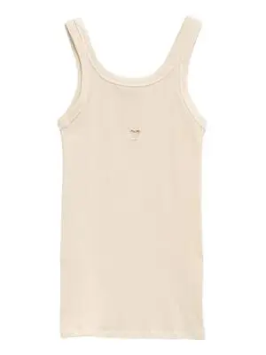 BASERANGE Sleeveless Ribbed Tank Top With Embroidered Heart Detail - Nude