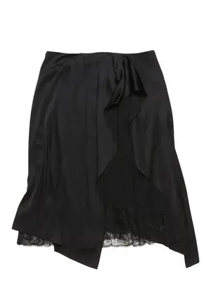 Acne Studios Acne Studios Ruffled Lace-Trim Midi Skirt Black