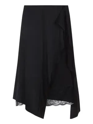 Acne Studios Ruffled Lace-trim Midi Skirt - Black