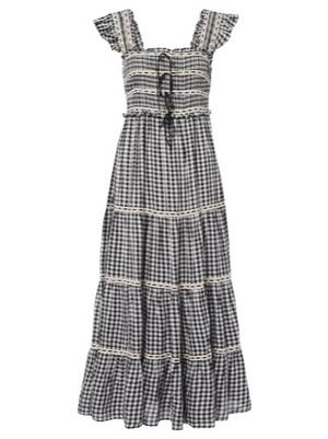RIXO RIXO Chandra Checked Cotton Midi Dress