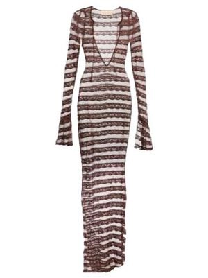 AYA MUSE Semi-sheer Lace Maxi Dress - Multicolor