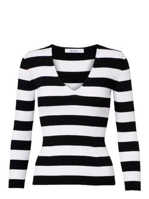 Max Mara Striped Knit Sweater - Black