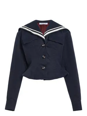 Françoise Claudia Cotton Jacket With Sailor Collar - Navy