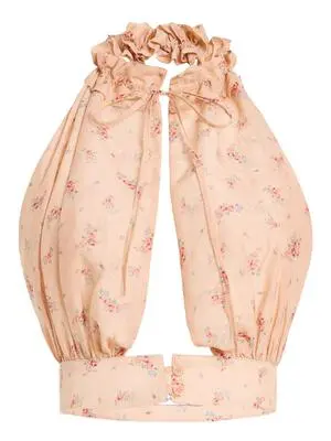 Françoise Medea Cotton-silk Halter Neck Blouse - Light Pink