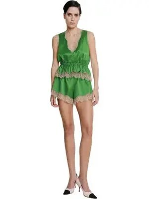 Françoise Lisette Silk Shorts - Green