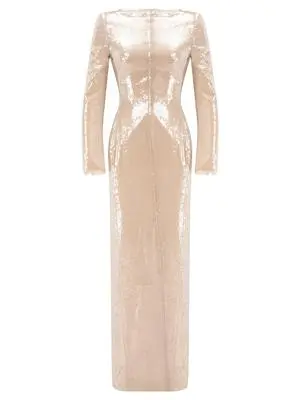MARMAR HALIM High-neck Sequin Maxi Dress - Nude