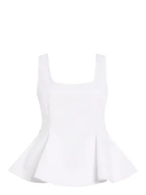 Françoise Marie Cotton-blend Peplum Top - White