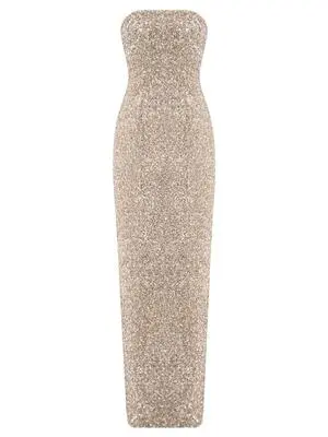 MARMAR HALIM Strapless Embroidered Maxi Dress - Nude