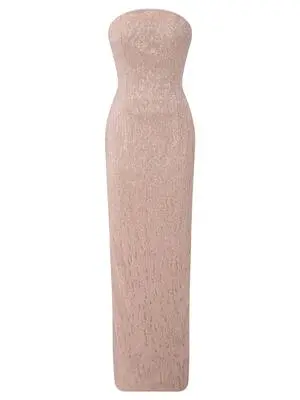 MARMAR HALIM Strapless Embroidered Maxi Dress - Pink