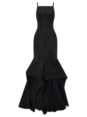 MARMAR HALIM Fish-cut Taffeta Mermaid Maxi Dress - Black