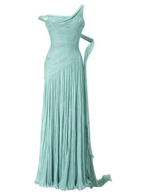 MARMAR HALIM Asymmetrical Chiffon Maxi Dress - Light Blue