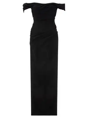 MARMAR HALIM Marmar Halim Off-the-Shoulder Draped Crepe Maxi Dress