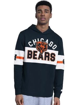 STARTER Chicago Bears Fullback Jersey Hoodie - Navy