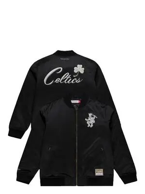 Mitchell & Ness Boston Celtics Chrome Satin Bomber Jacket - Black
