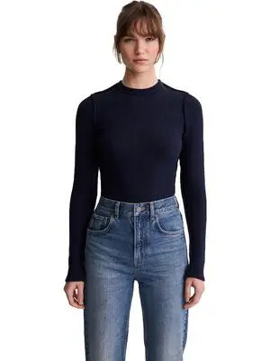 Smythe Pointelle Knit Crewneck - Navy