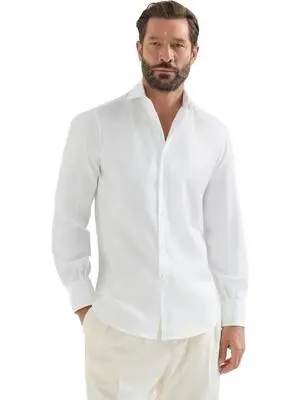 Brunello Cucinelli Twill Shirt With Spread Collar - White