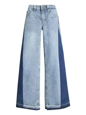 FADE OUT LOUD Maya Two-tone Ultra Wide-leg Jeans - Indigo