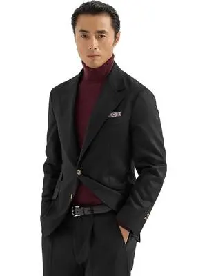 Brunello Cucinelli Virgin Wool Flannel Deconstructed Cavallo Blazer - Black