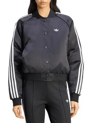 ADIDAS ORIGINALS Sst Satin Bomber Jacket With Three Stripes - Black/whit