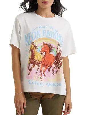 Wrangler X Lainey Wilson Chasing This Neon Rainbow Graphic Tee - White